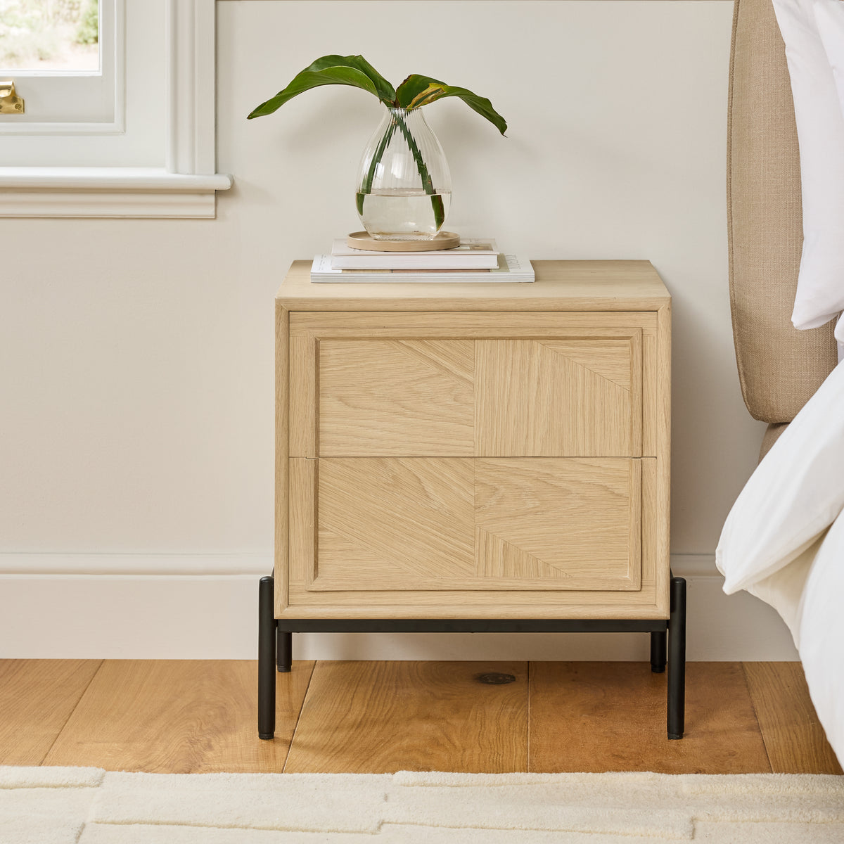 Aden Whitewashed Oak Bedside Table – Jasper Conran London